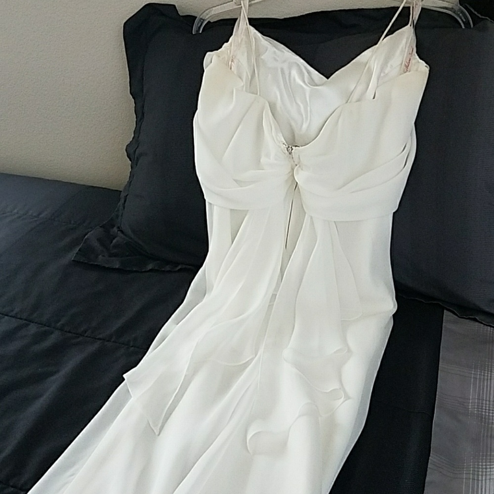 White Silk And Satin Dress - Gem
